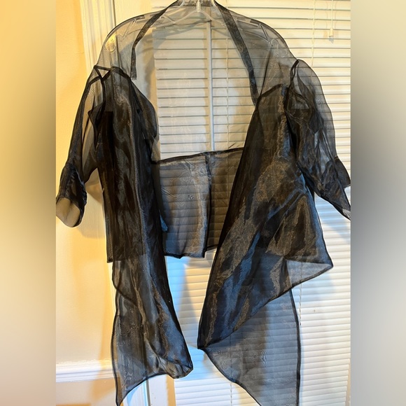 Accessories | Euc Black Sheer Evening Wrap With Sleeves Adjustable Wrap ...